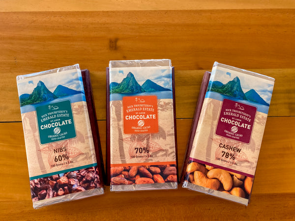 Three 100 g Bars – Emerald Estate Chocolate